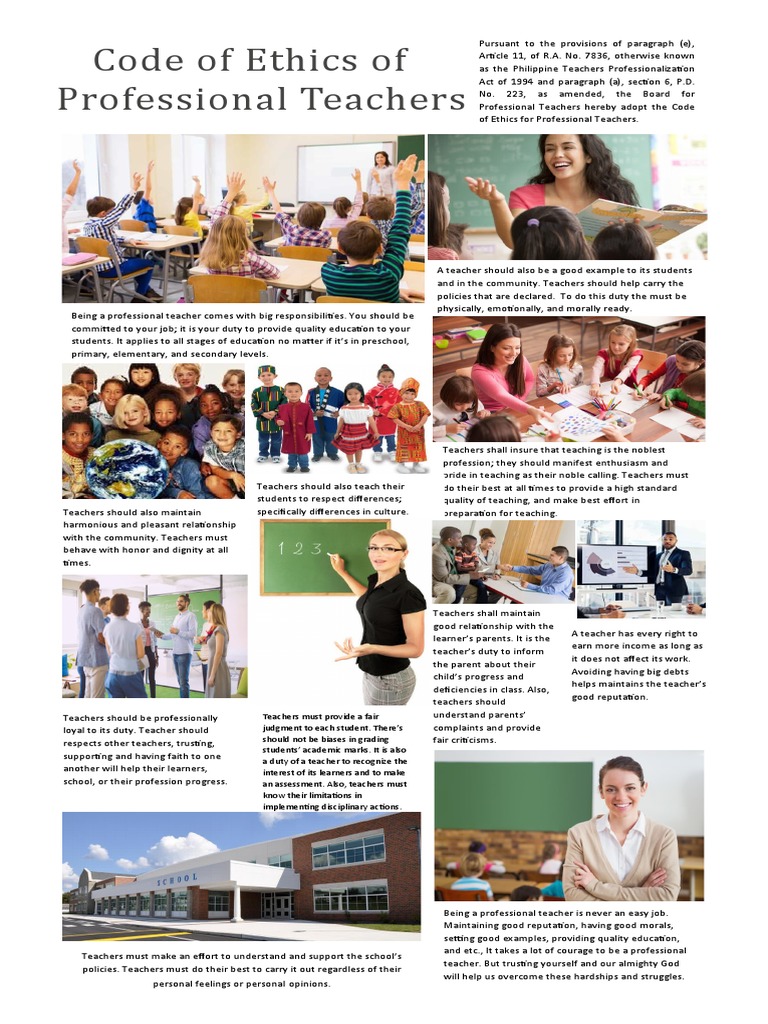 Code of Ethics (Photo Essay) | PDF | Teachers | Social Institutions