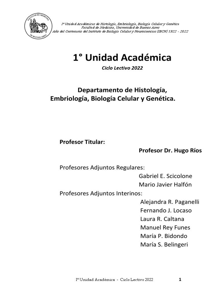 Informacion General de La 1 Ua de Histo-Embrio-Bc y G | PDF ...