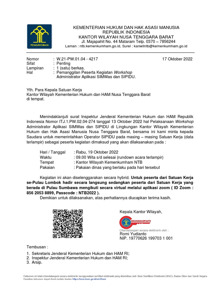 Workshop SIMWas & SIPIDU NTB 2022 | PDF