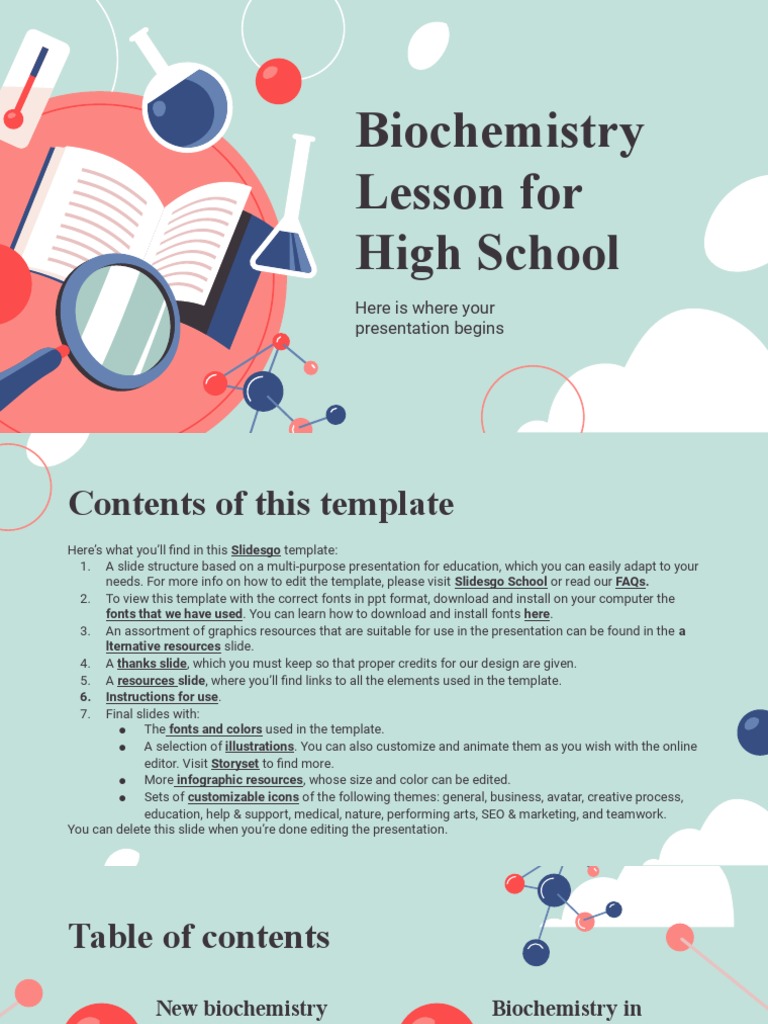 Biochemistry Lesson For High School - by Slidesgo | PDF