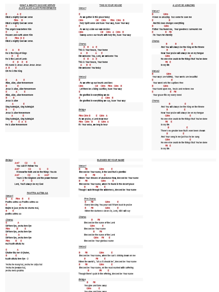Chord Sheet Worship Songs Pdf God In Christianity Jesus