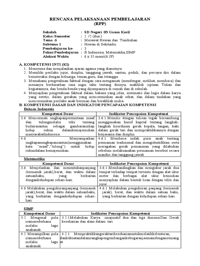 Rencana Pelaksanaan Pembelajaran (RPP) | PDF
