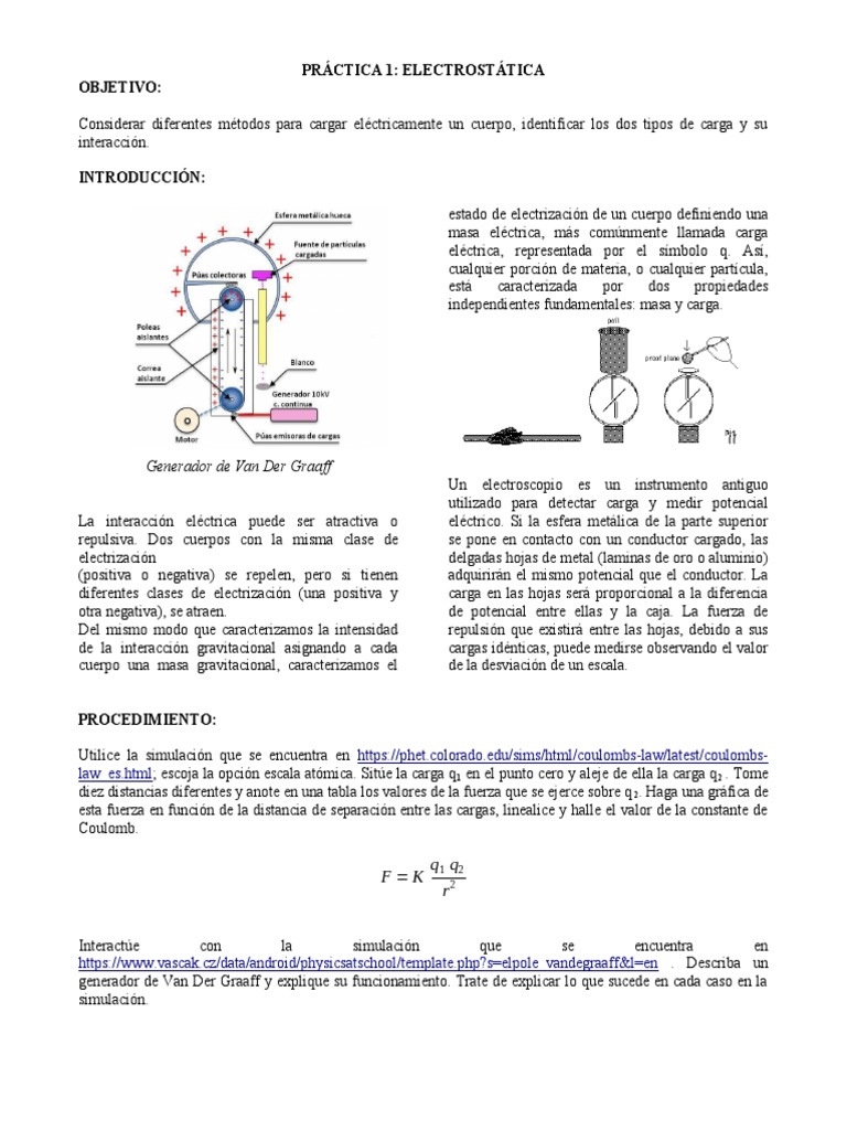 1 Guia Electrostática Simulación | PDF | Electrostática | Electricidad