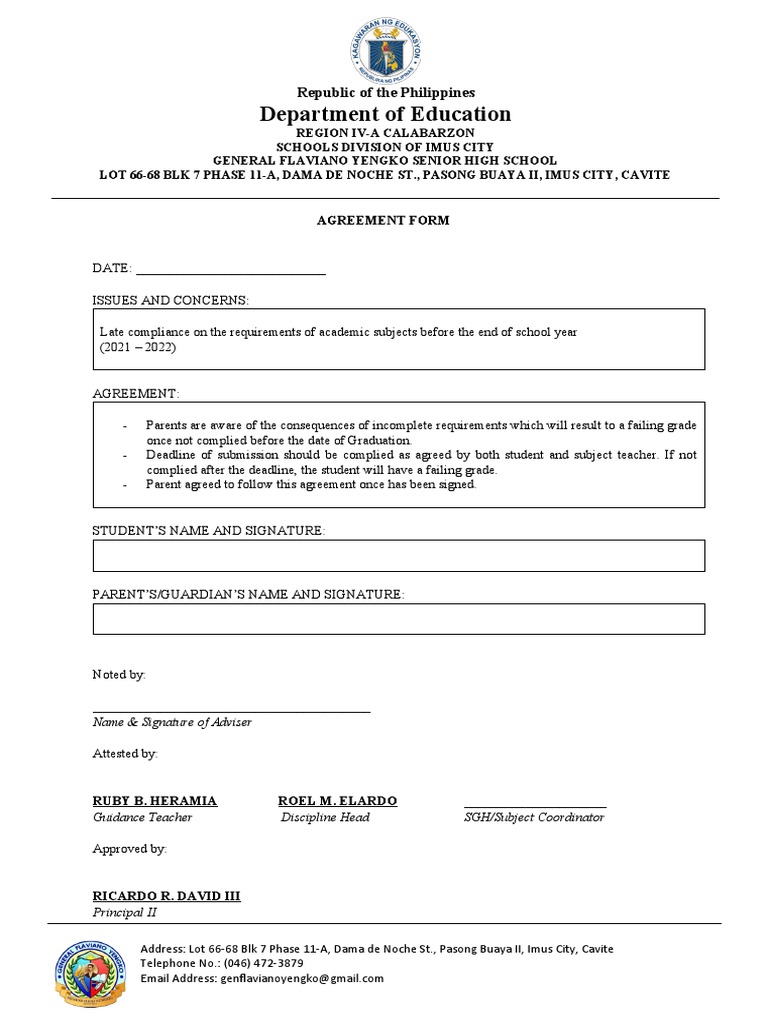 Agreement Form Guidance | PDF