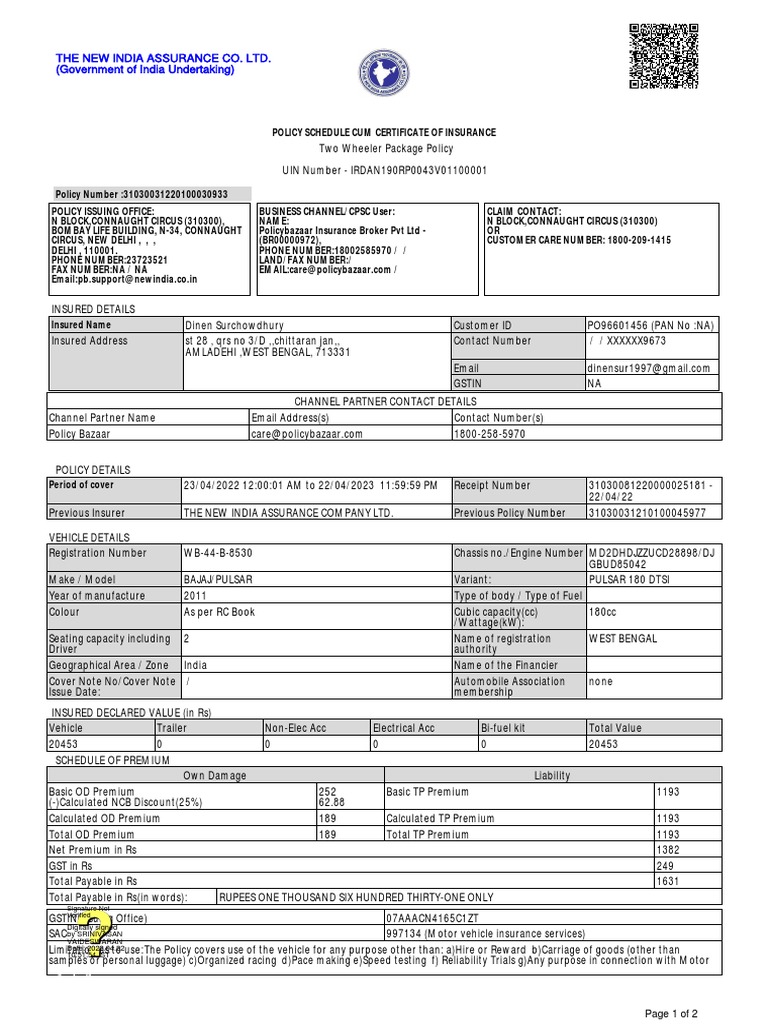 The New India Assurance Co. Ltd. (Government of India Undertaking ...
