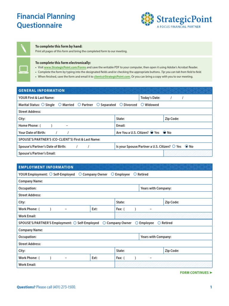 Financial Planning Questionnaire Nov2018 | PDF | Pension | Retirement