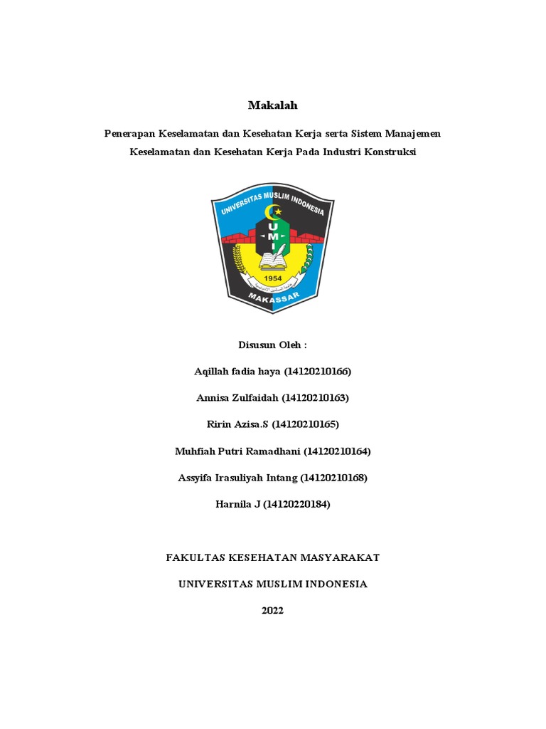 Makalah k3 (KLP 2) Kls B8 | PDF