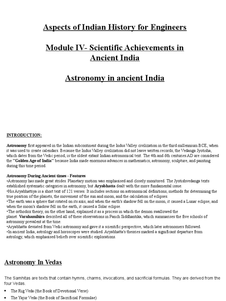 Astronomy in Ancient India | PDF | Astronomy