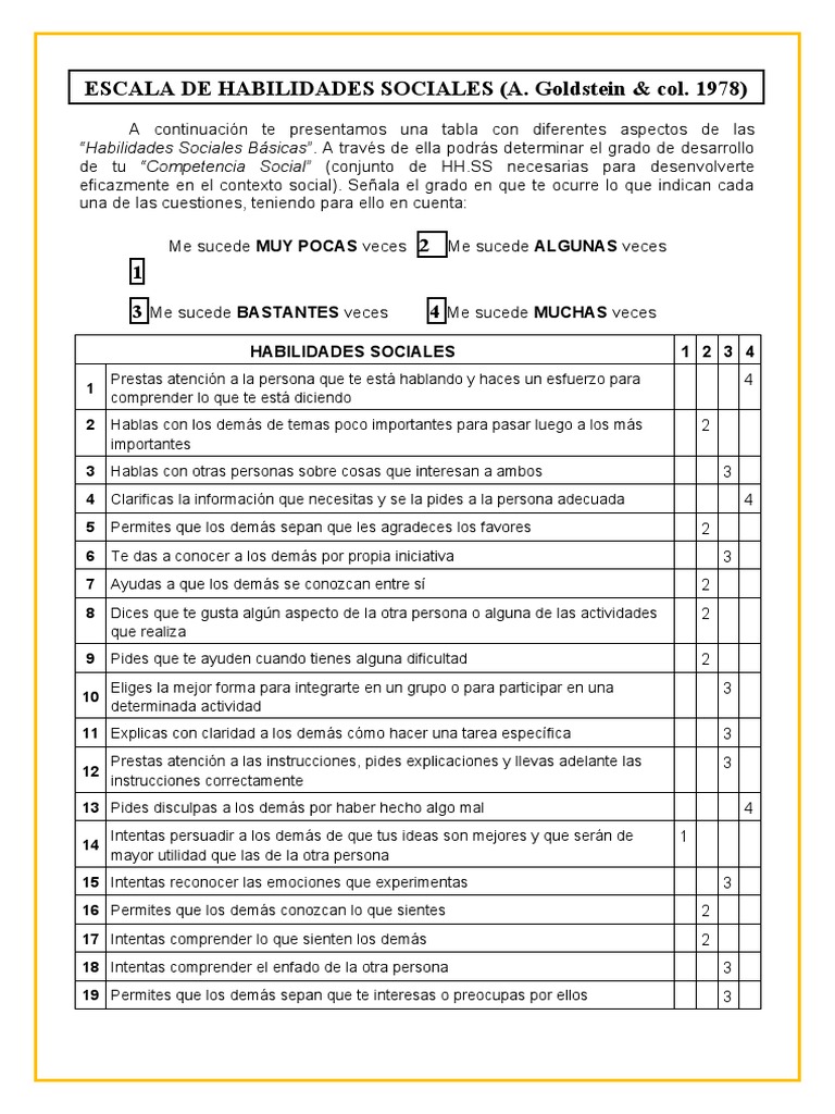 Cuestionario de Habilidades Sociales | PDF | Adultos | Conceptos ...