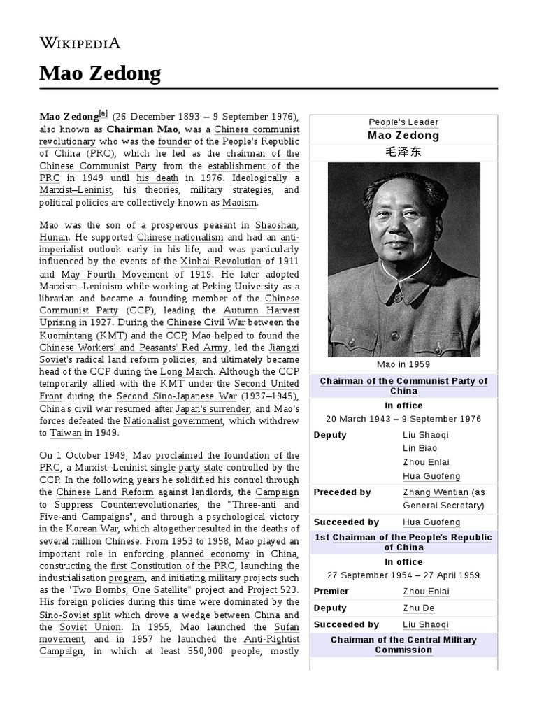 Mao Zedong | PDF | Mao Zedong | Kuomintang