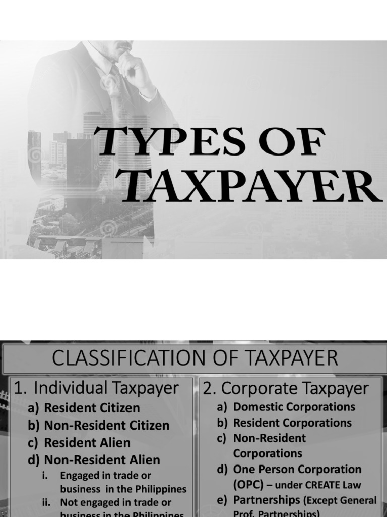 Types of Taxpayer | PDF | Taxpayer | Taxes