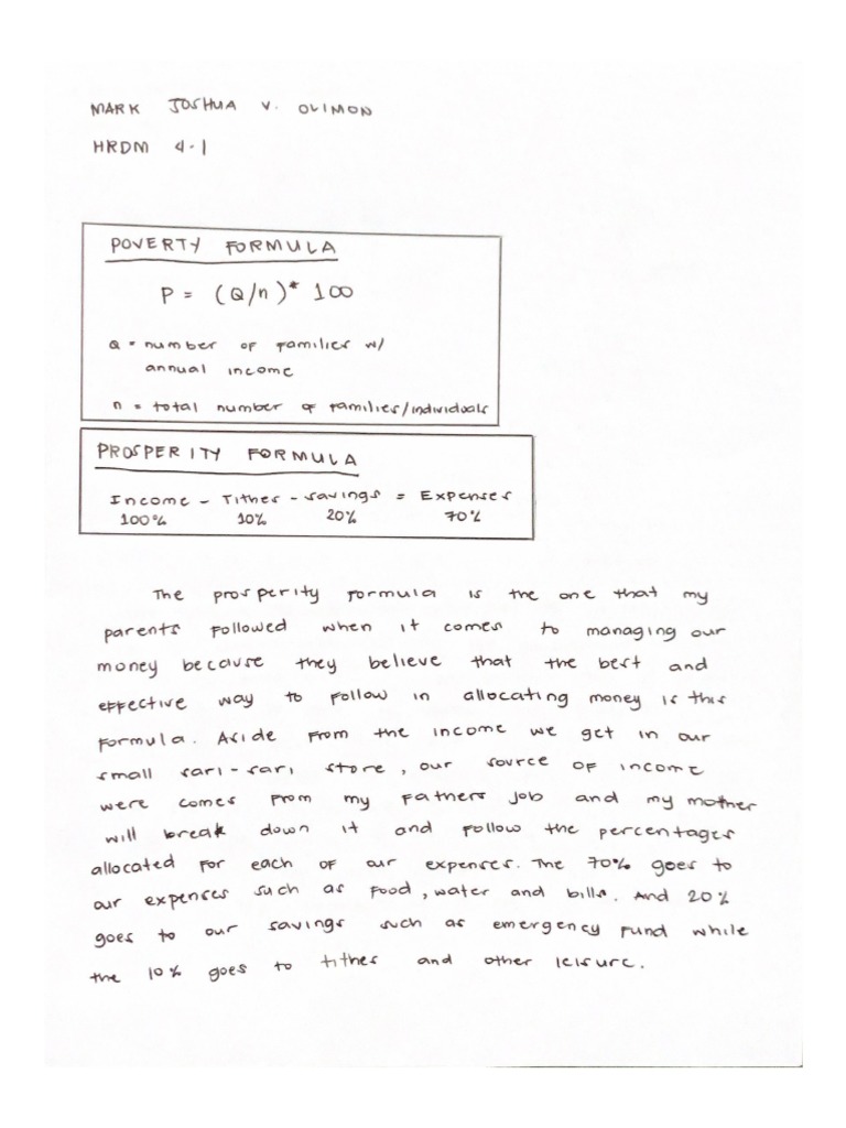 Olimon, Mark Joshua - Poverty Formula Vs Prosperity Formula | PDF