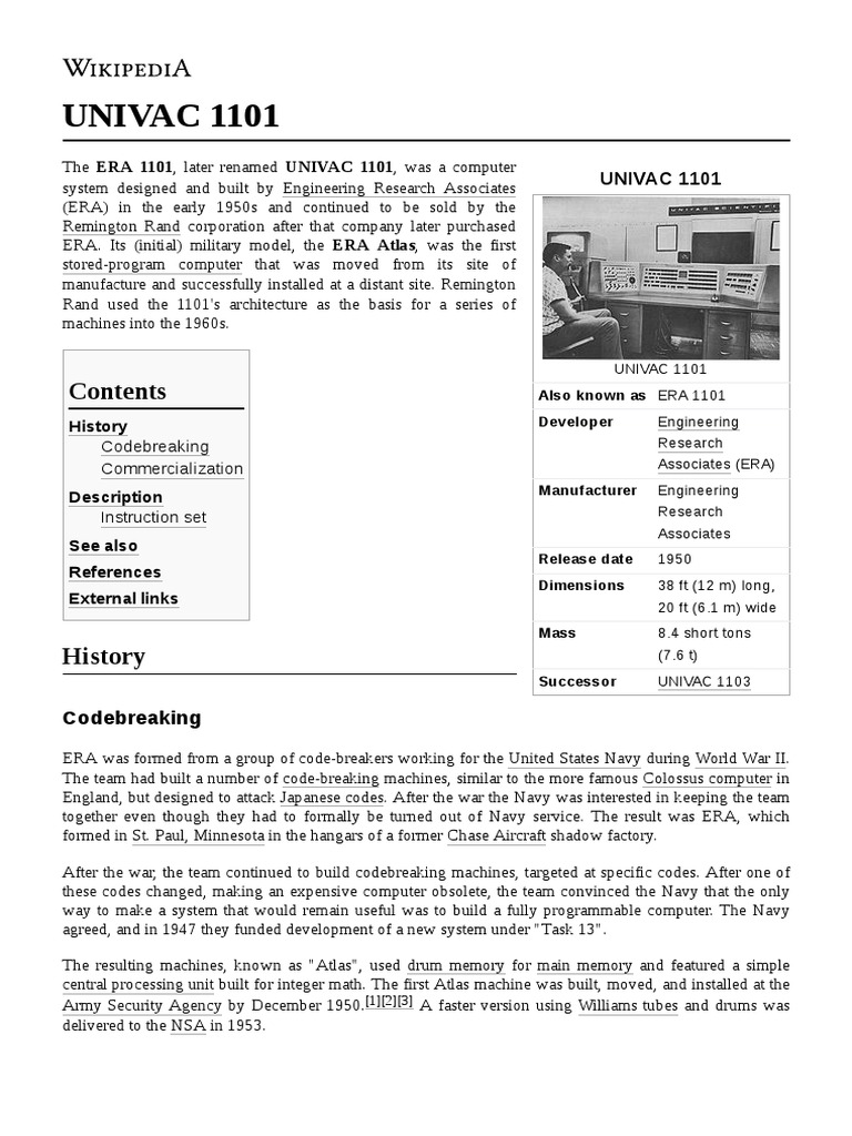 Univac 1101 Pdf Information Age Classes Of Computers