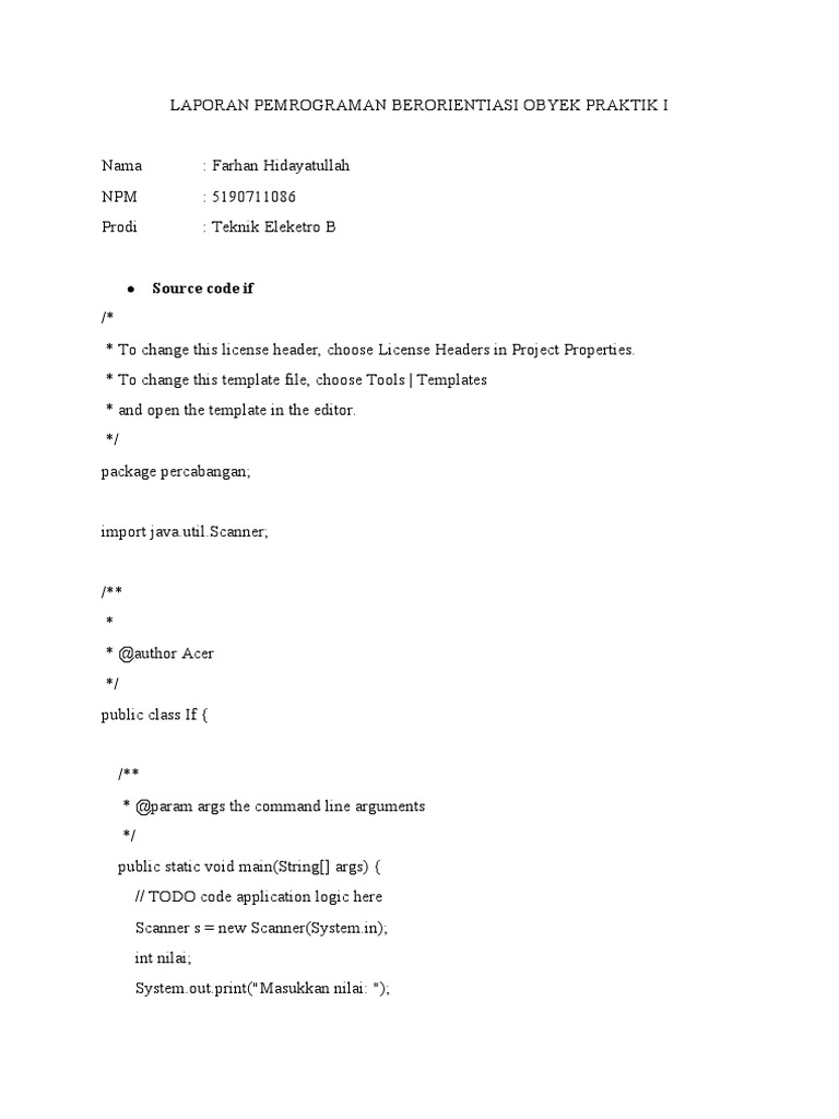 Pemrograman Java: Struktur Kontrol Dasar | PDF | Komputer
