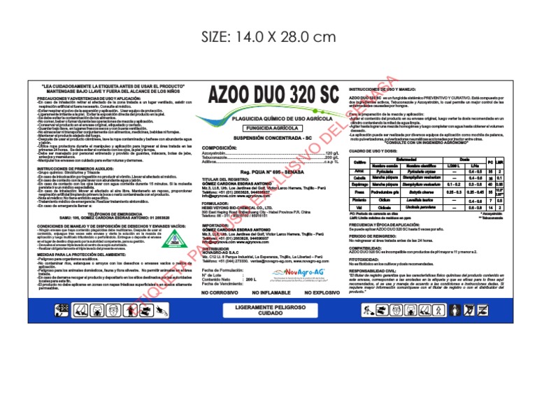 Azoo Duo 320 SC - 200L (Hebei) - 2021-I | PDF | Agua | Alimentos