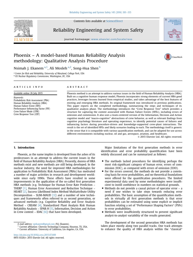 Phoenix - A Model-Based Human Reliability Analysis | PDF | Reliability ...