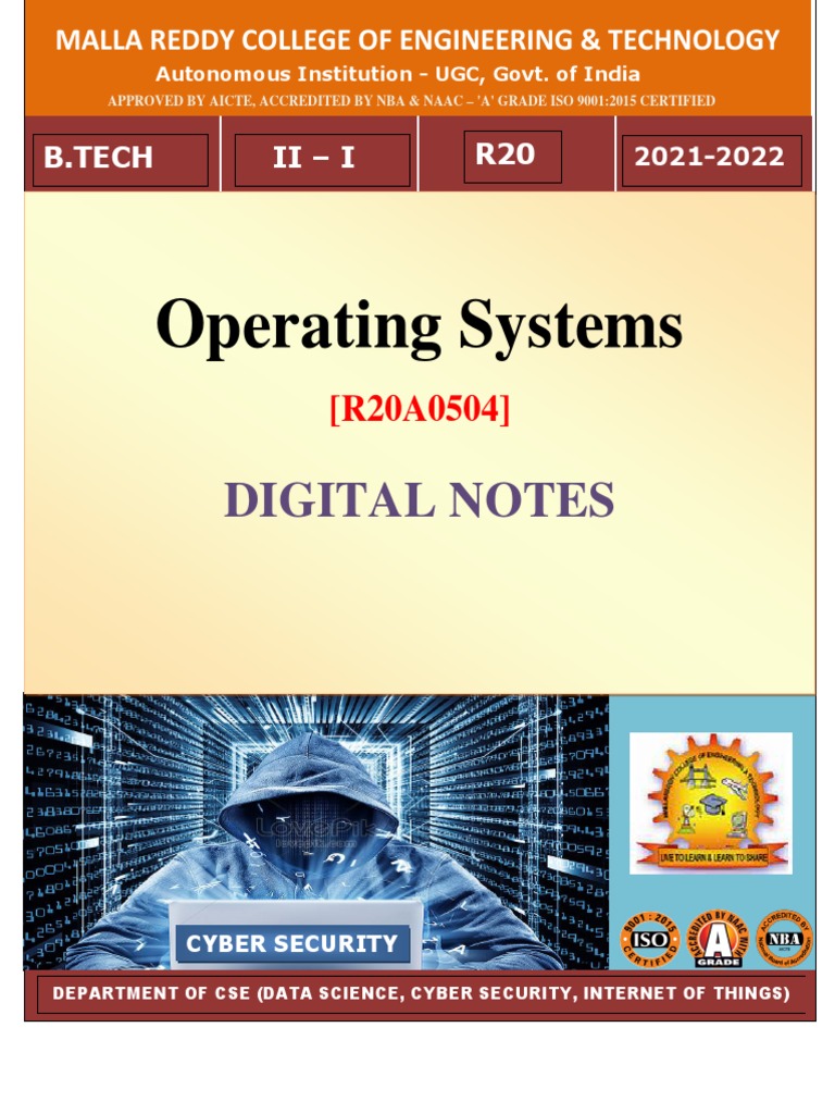 Digital Notes Operating Systems R20a0504 Pdf Operating System Computer File