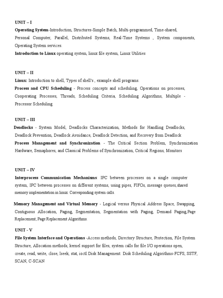Syllabus | PDF | Process (Computing) | Operating System