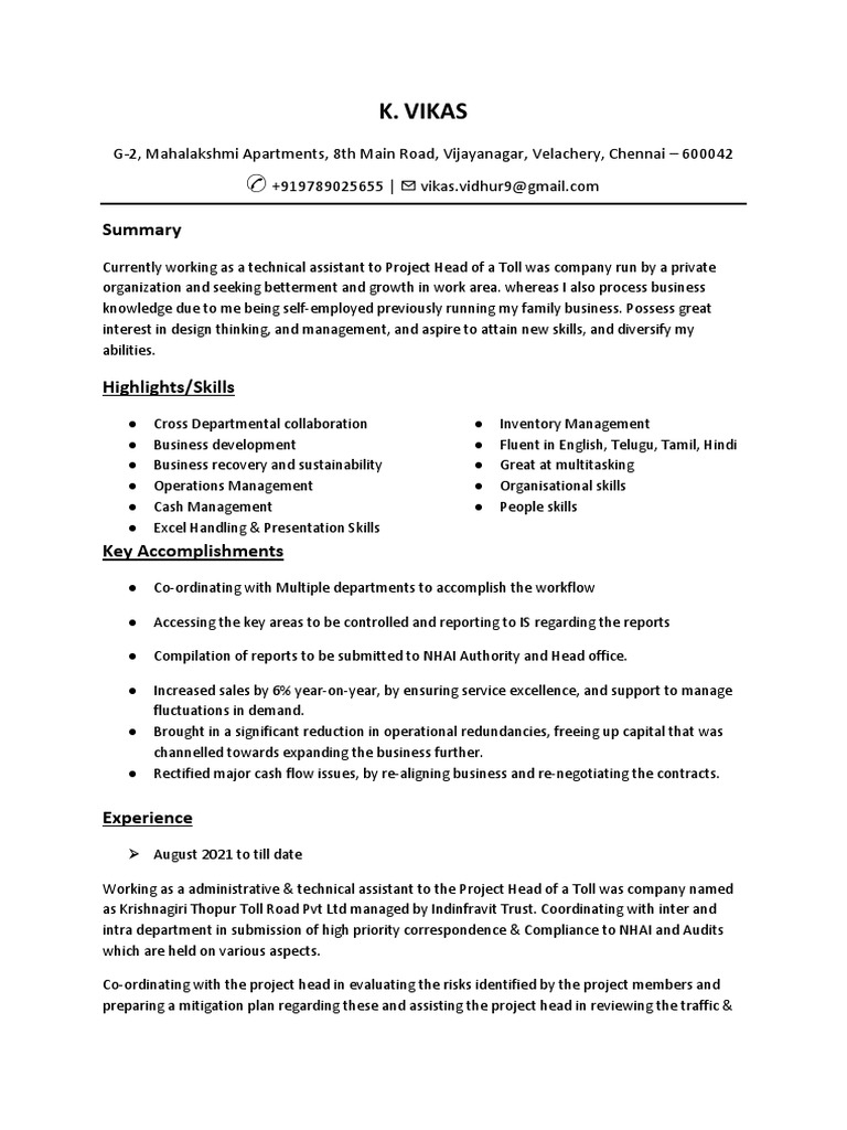 Vikas Resume | PDF | Internal Audit | Diesel Engine