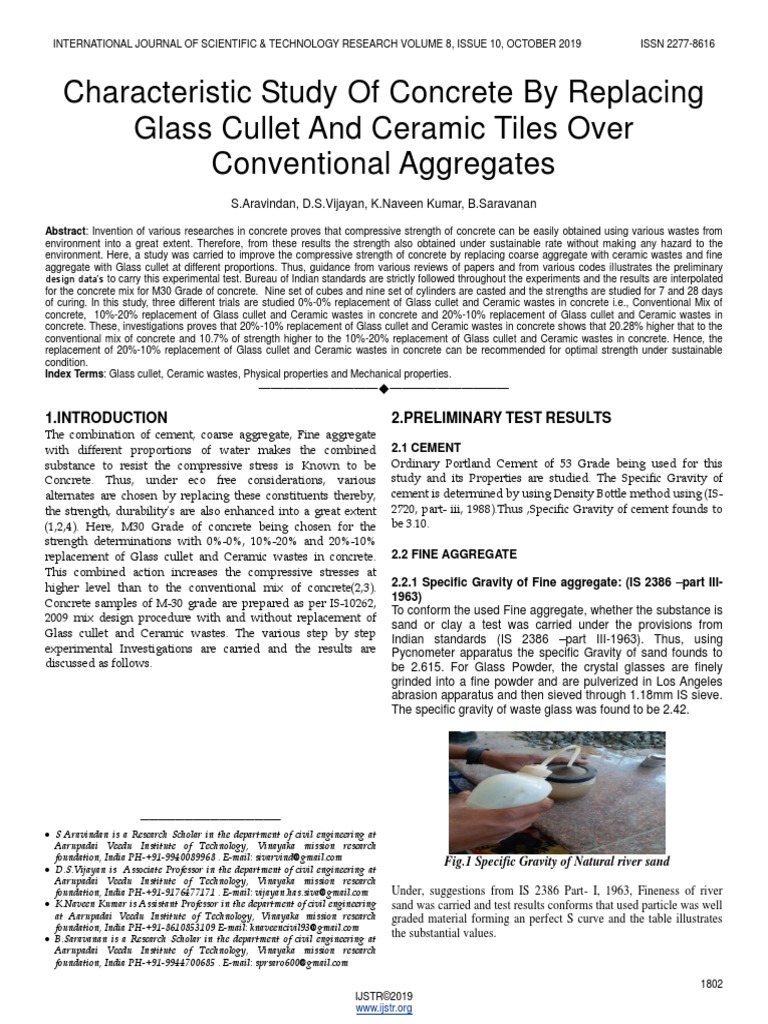 Characteristic Study of Concrete by Replacing Glass Cullet and Ceramic ...