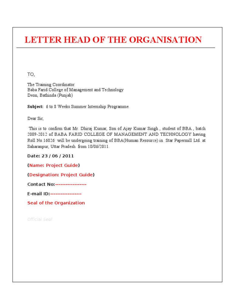 Letter of Conformation | PDF