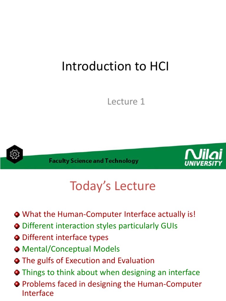 Introduction To HCI | PDF | Graphical User Interfaces | Human–Computer Interaction