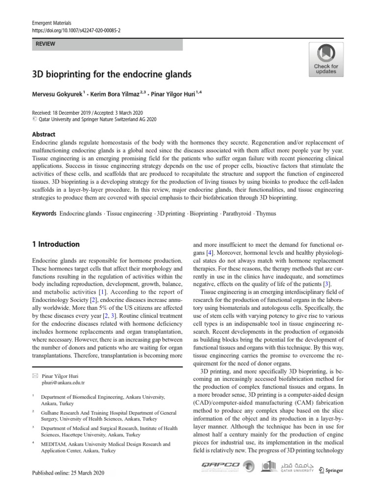 3D Bioprinting of Endocrine Glands | PDF | Adrenal Gland | Endocrine System