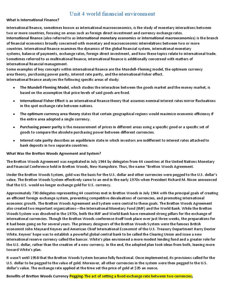 Unit 4 World Financial Environment | PDF | Foreign Exchange Market ...
