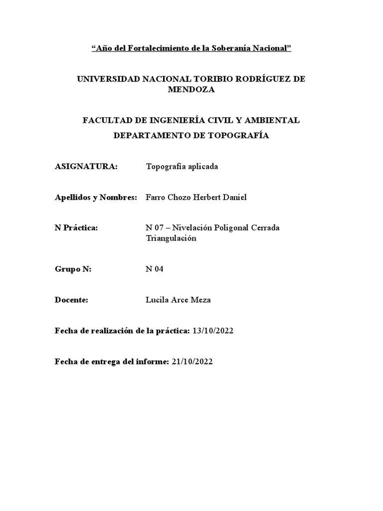 Poligonal Cerrada Informe | PDF | Topografía | Medición