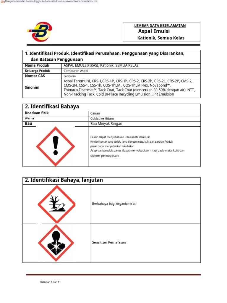 06.3 MSDS EMULSI - En.id | PDF