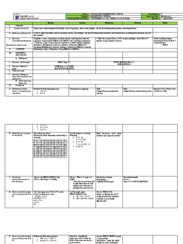 Q1 Math Week 3 | PDF | Mathematics | Learning