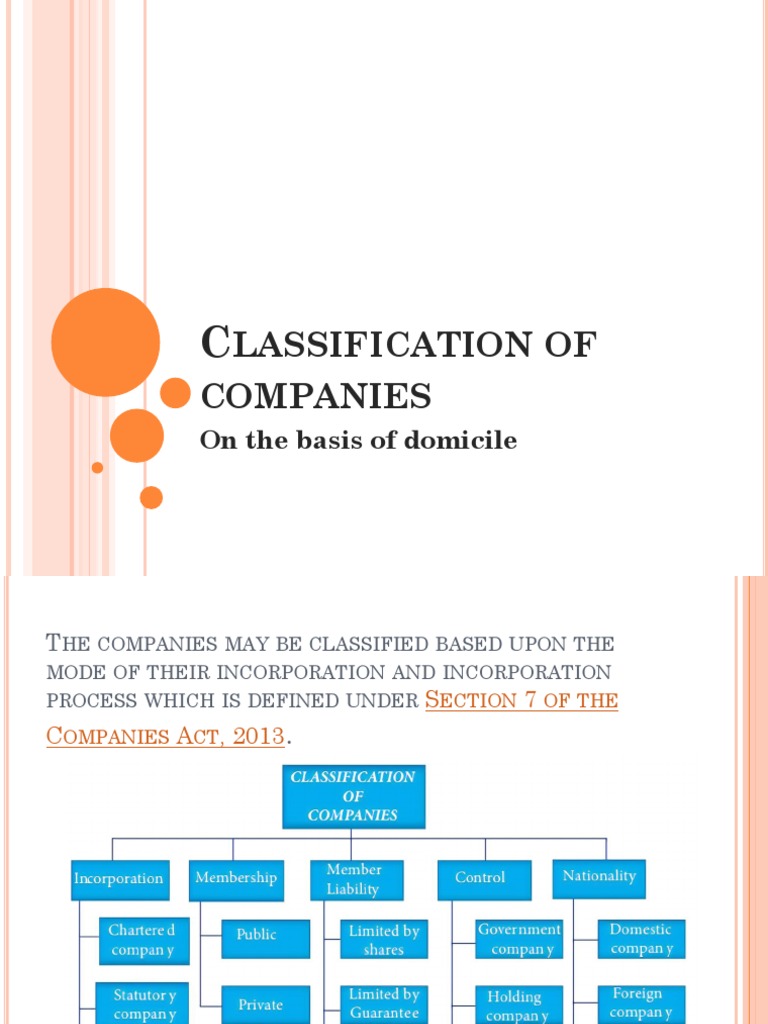Classification Of Companies Pdf Companies Domicile Law