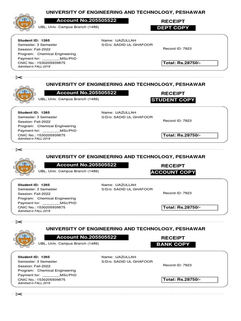 Fee Slip | Download Free PDF | Payments