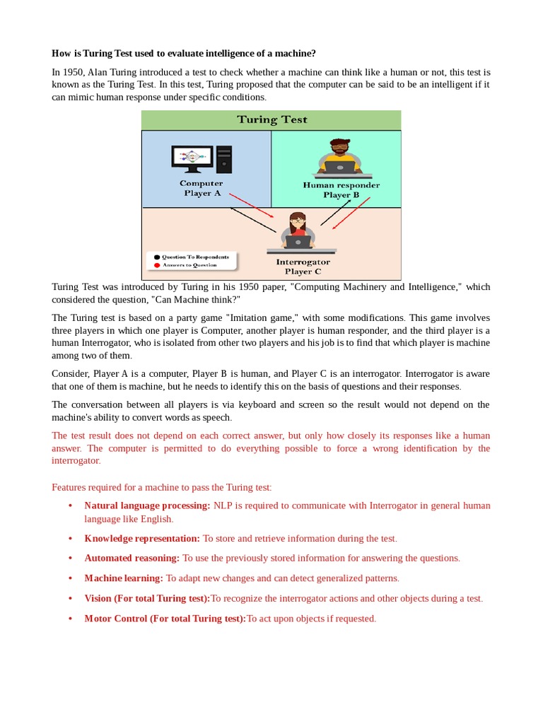 How Is Turing Test Used To Evaluate Intelligence of A Machine? | PDF ...