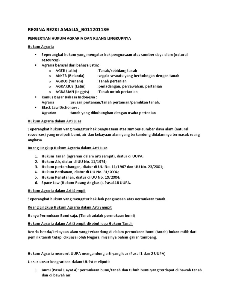 B011201139 - Regina Rezki Amalia - Final Hukum Agraria | PDF