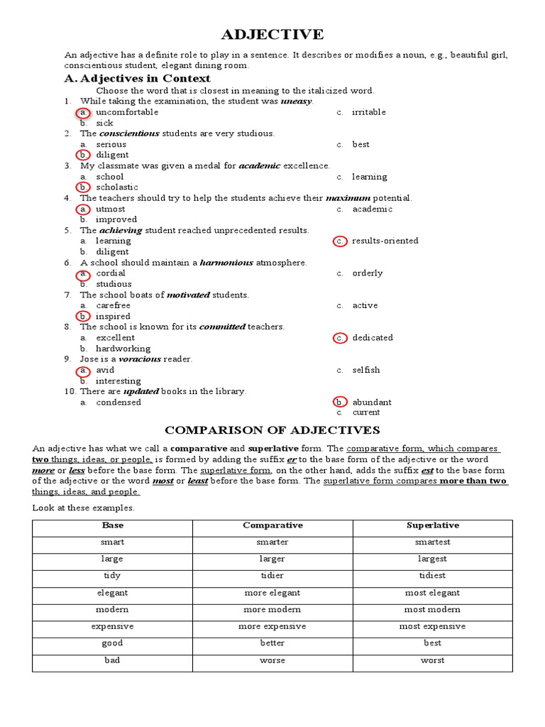 Understanding Adjectives: A Comprehensive Guide to Adjective Forms ...