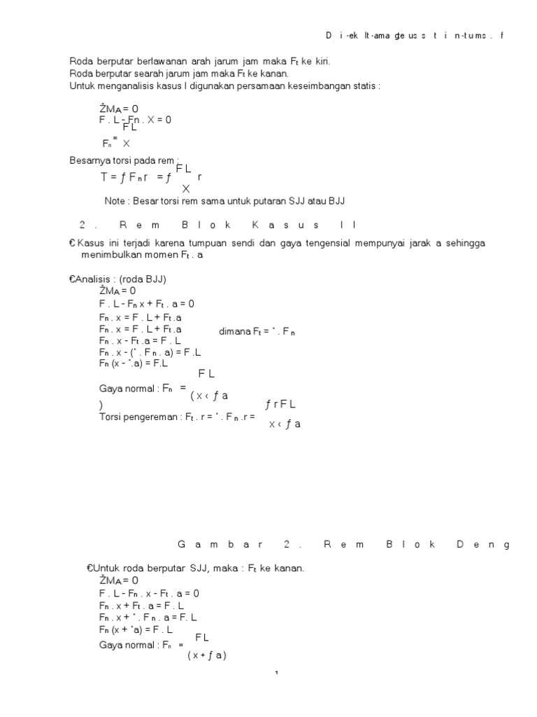 Analisis Torsi dan Gaya Rem Blok dan Pita | PDF