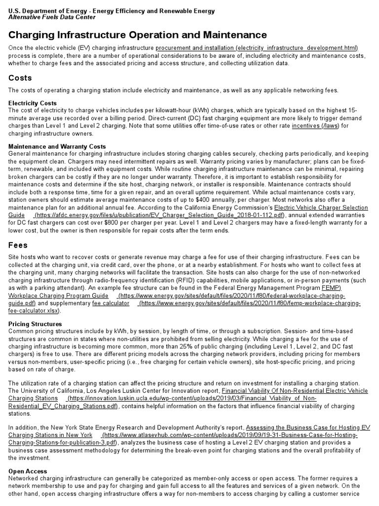 Alternative Fuels Data Center - Charging Infrastructure Operation and Maintenance | Download ...