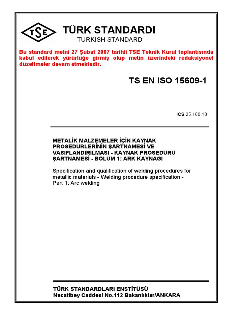 TS en Iso 15609-1 WPS | PDF