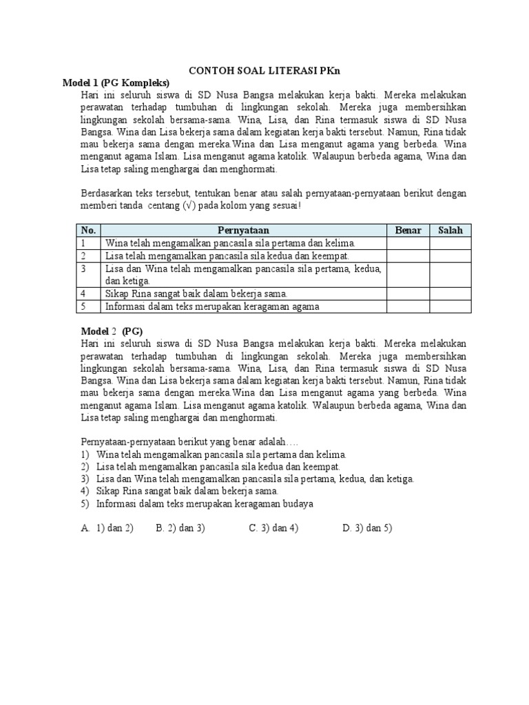 Contoh Soal Literasi | PDF