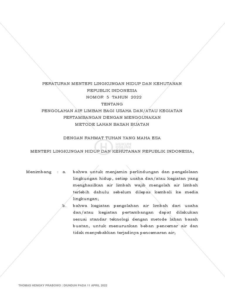 Permen LHK 5 2022 | PDF