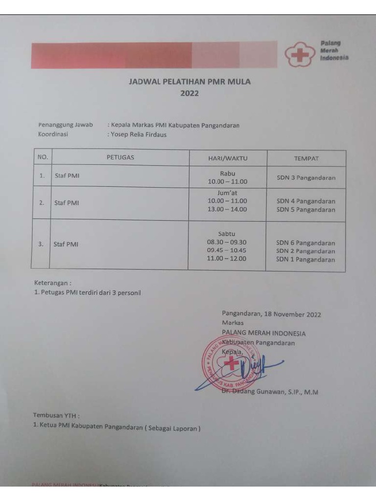 Jadwal Pembinaan PMR Mula | PDF