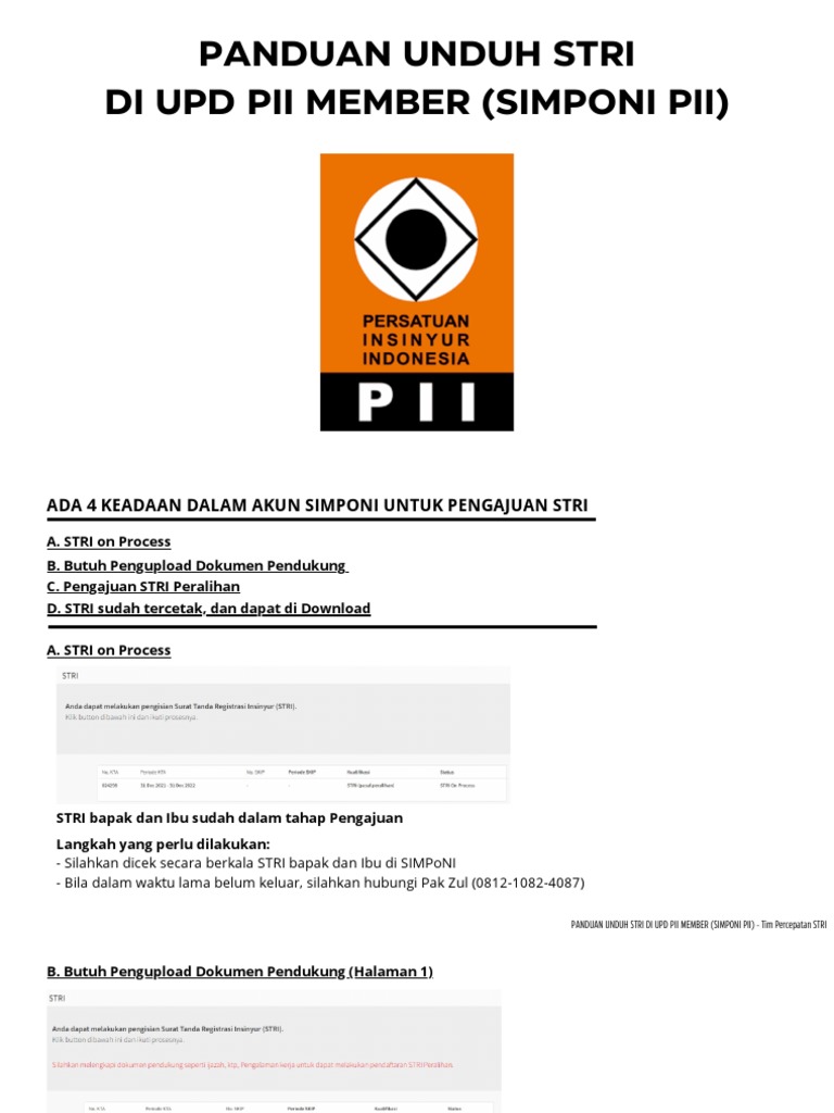 Panduan Donwload STRI Di SIMPoNI PII | PDF