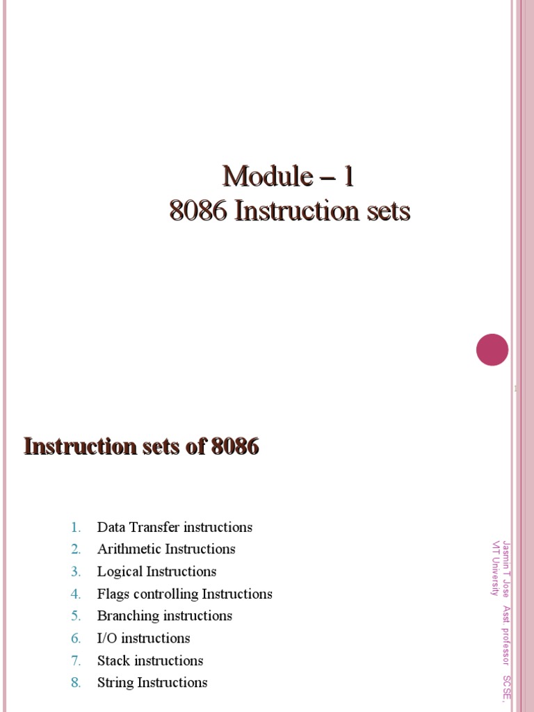 Module 1 8086 Instruction Set Pdf Division Mathematics Binary Coded Decimal