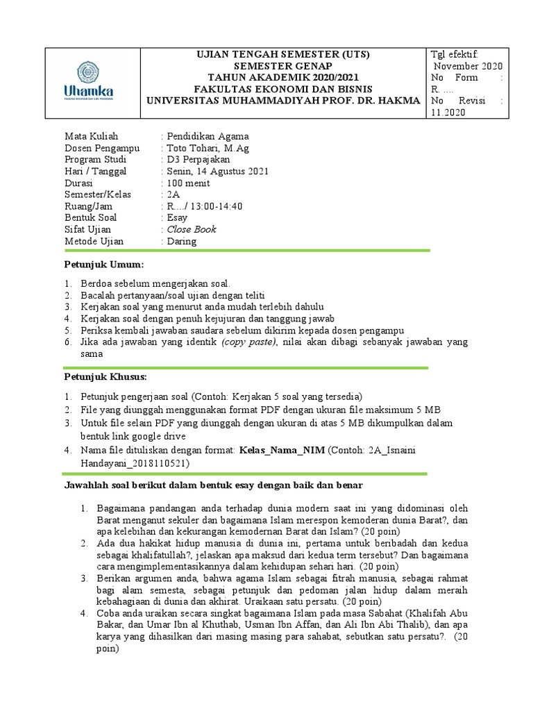 Soal Uts Dan Uas | PDF