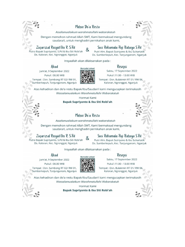 Undangan Nasi Kotak | PDF