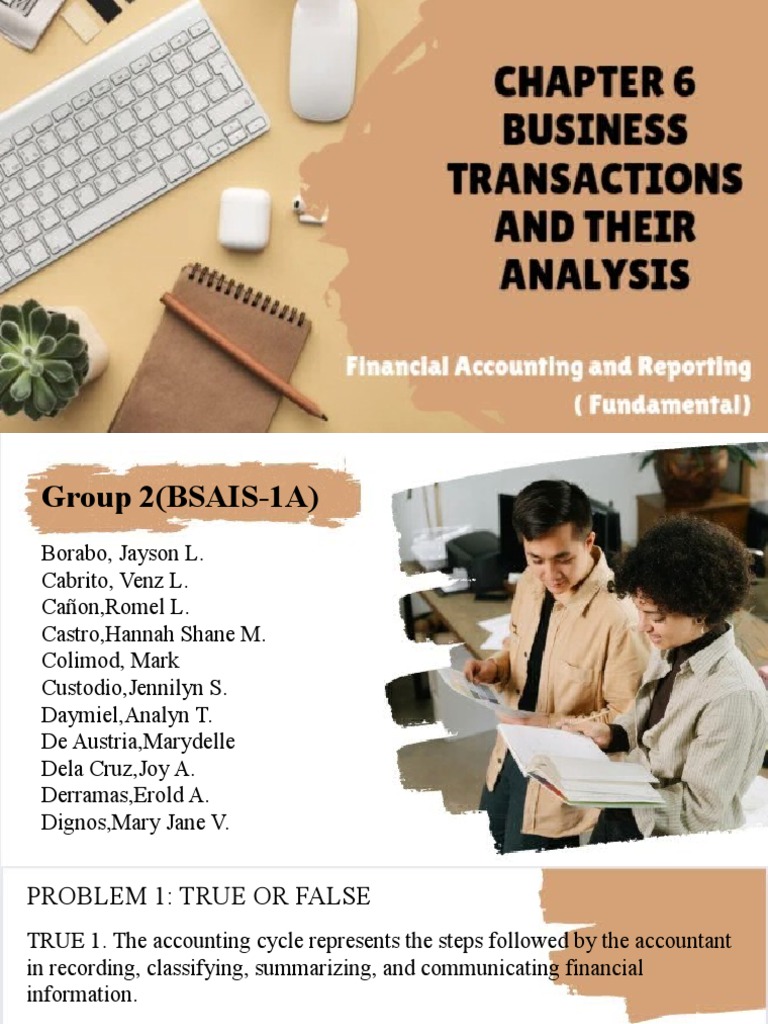 Business Transactions and Their Anlysis - BSAIS 1A - Group 2 | PDF | Debits And Credits ...