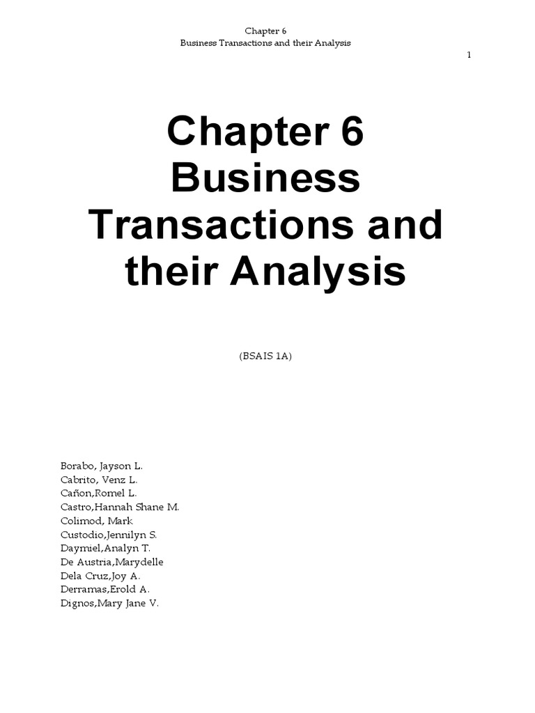 Business Transactions and Their Analysis BSAIS 1A Group2 | PDF | Debits And Credits | Expense