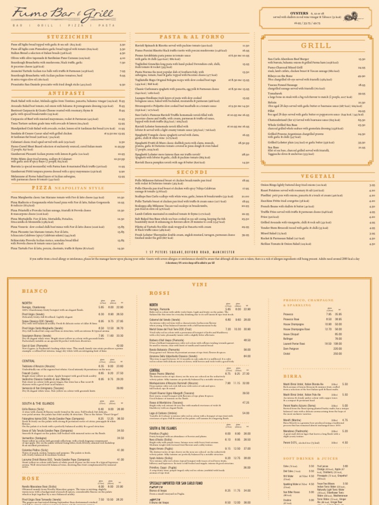 Fumo_Manchester_Menu-Sp22web | PDF | Rose | Wine