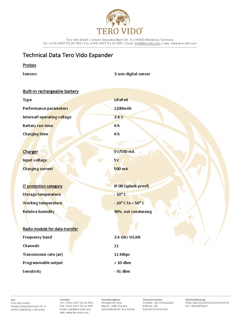 Tero Vido GmbH Technical Data Overview | PDF | Manufactured Goods ...